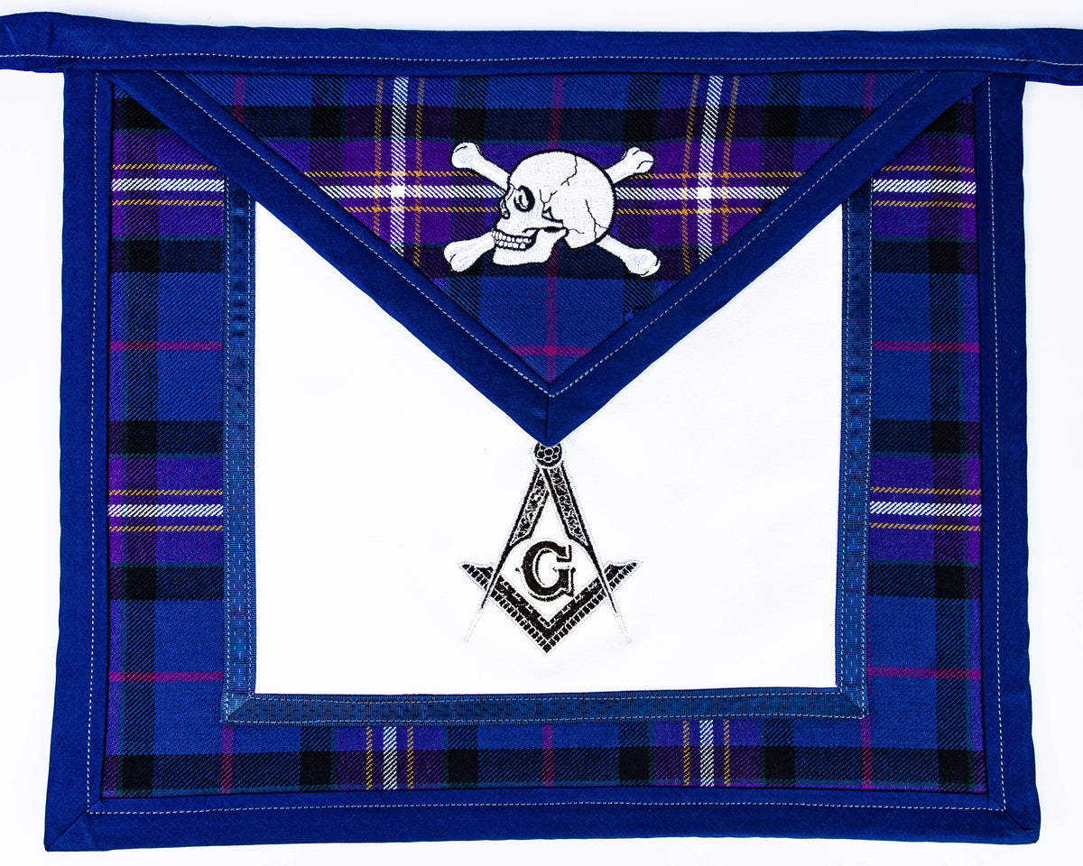 Pre-Made Leather Backed Tartan Apron with MM and Skull and Crossbones ...
