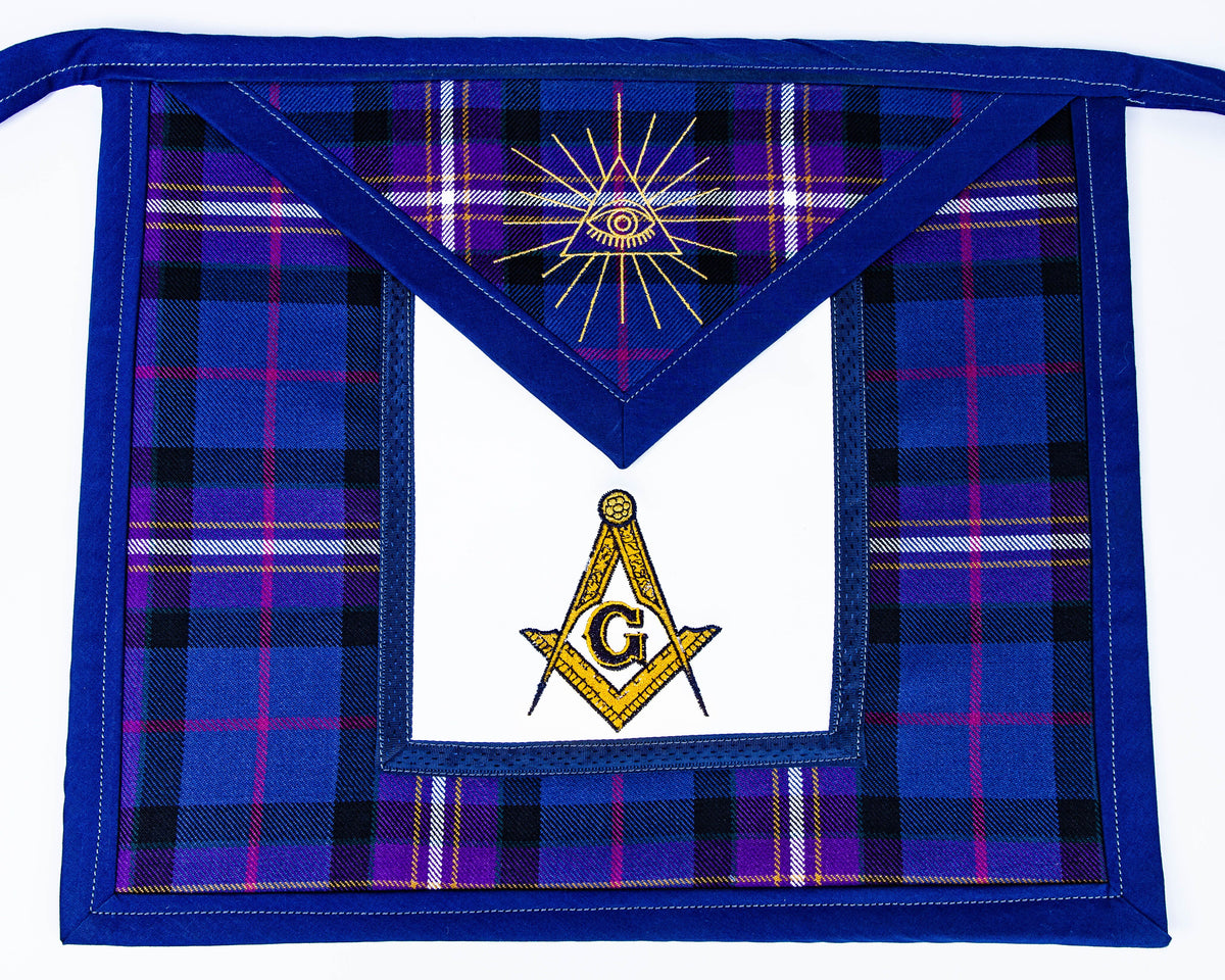 Pre-Made Vinyl Backed Tartan Apron with MM and Triangle all-seeing eye ...